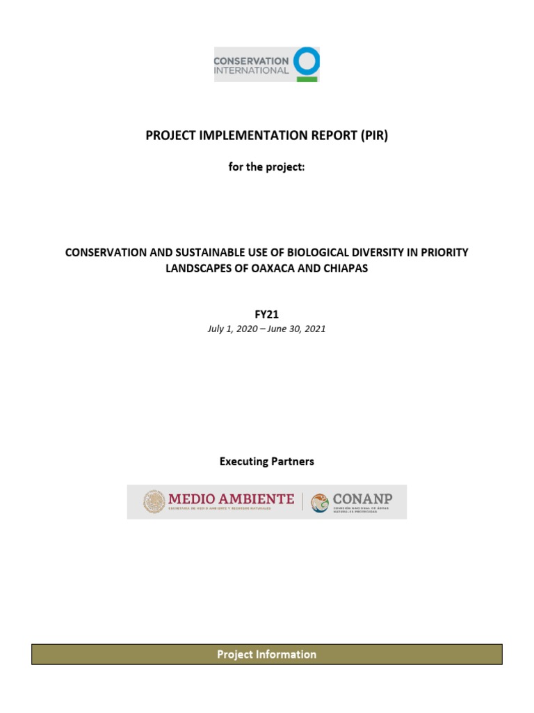 Project Implementation Report (Pir) | PDF | Sustainability | Biodiversity