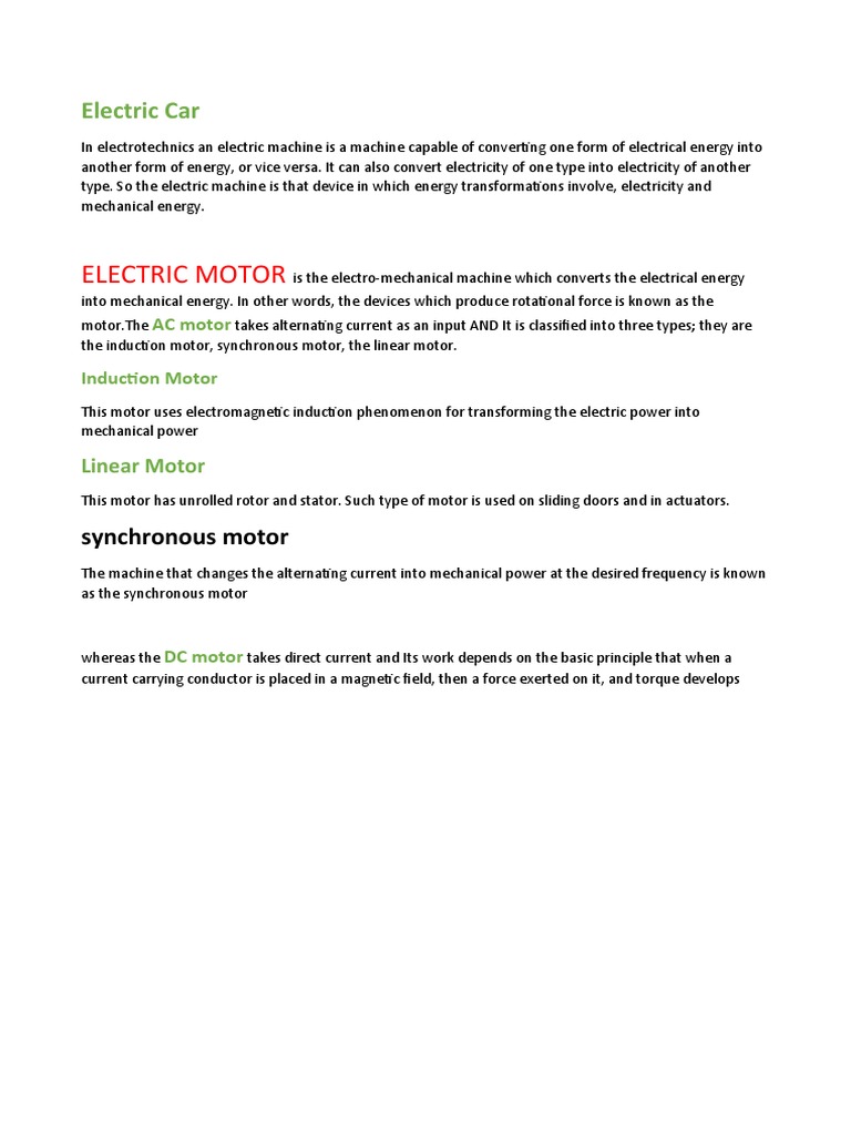 Types of Electric Motors Explained | PDF | Science & Mathematics ...