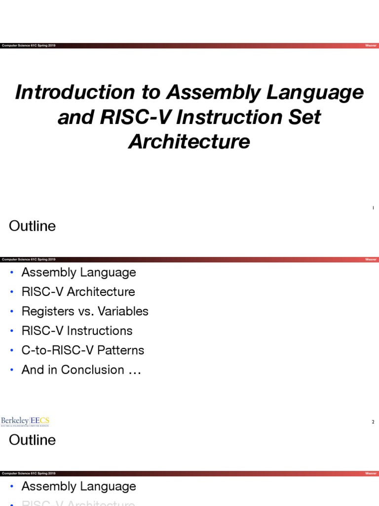 Introduction To Assembly Language and RISC-V Instruction Set ...