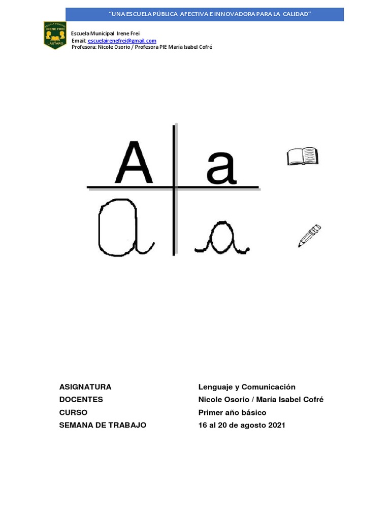 Lenguaje 1ro. Semana 16 Al 20 Agosto 2021 | PDF