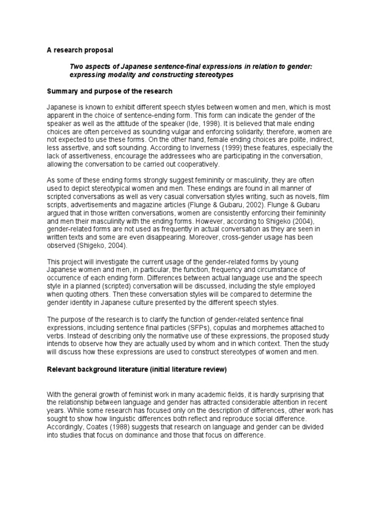 Sample Research Proposal1LN | PDF | Gender Studies | Gender