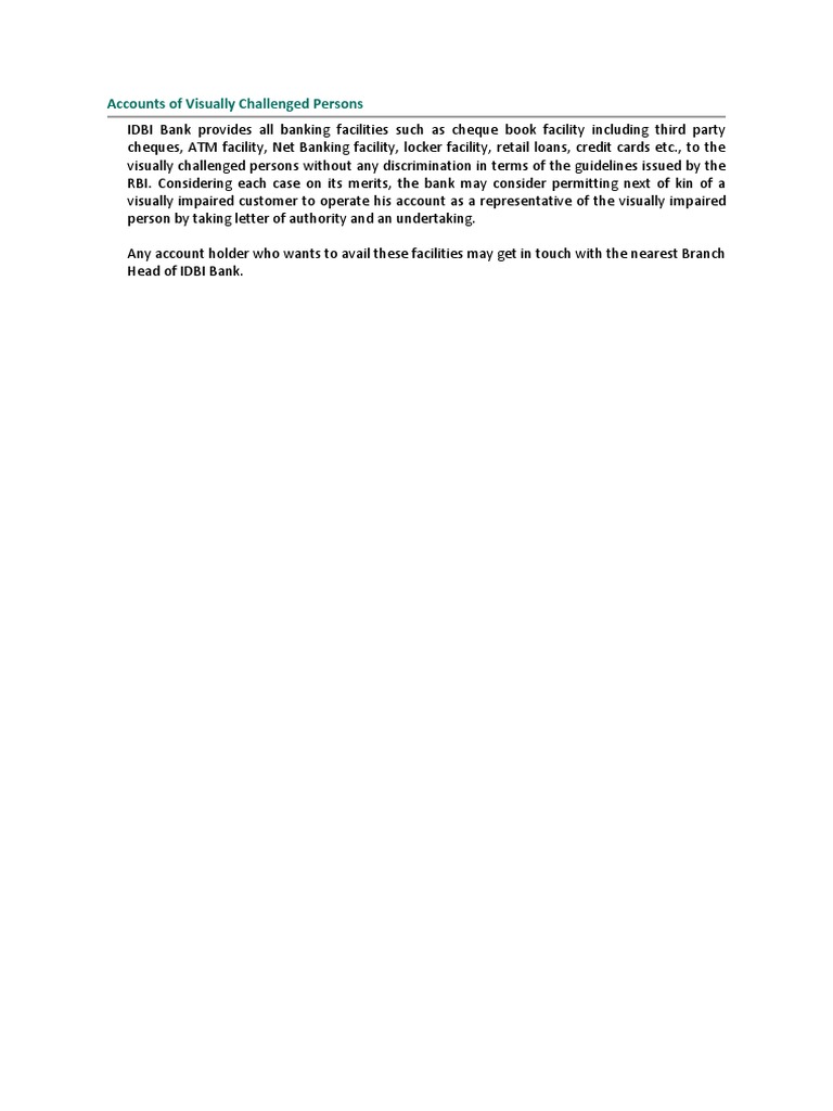 Visually Challenged Person | PDF | Finance & Money Management
