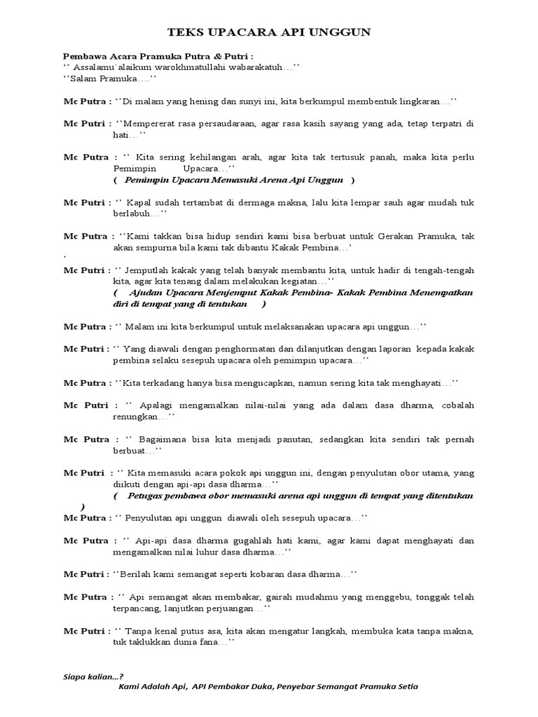 Teks API Unggun Putra Dan Putri | PDF