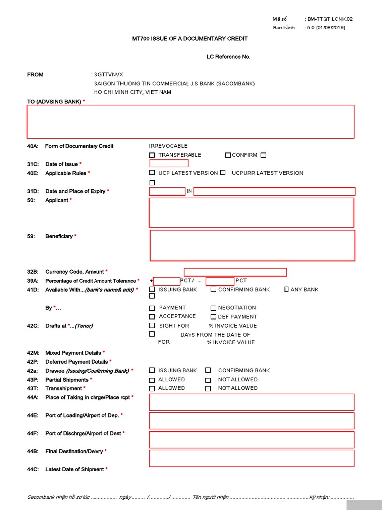 Swift MT700 | PDF | Trade | Payments
