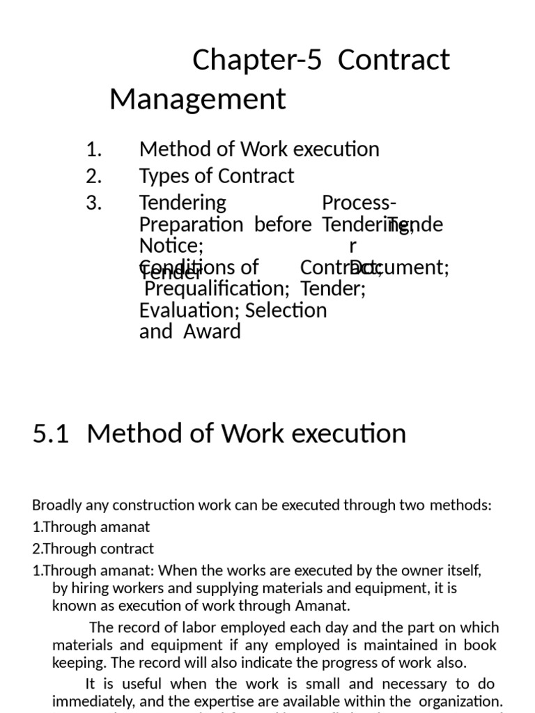 Chapter-5 Contract Management | PDF | Construction Bidding | Procurement