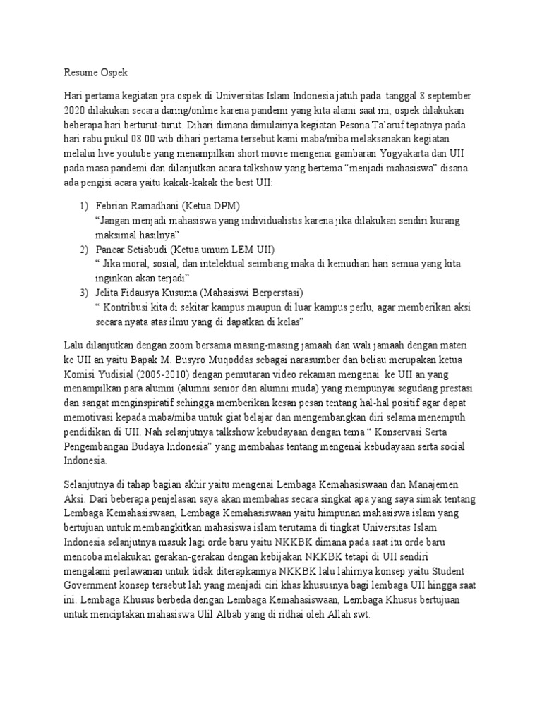 Resume Ospek | PDF