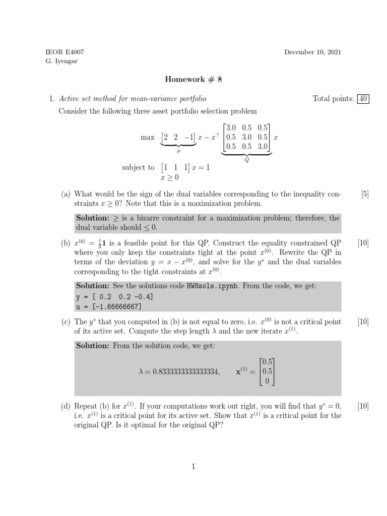 IEOR E4007 December 10, 2021 G. Iyengar | Download Free PDF ...