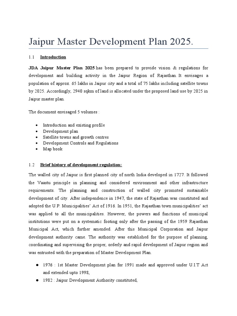 Jaipur Master Development Plan 2025 | PDF | By Law
