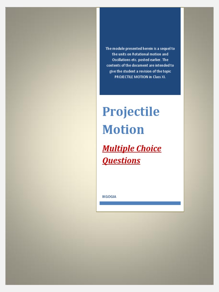 Projectile Motion: Multiple Choice Questions | Download Free PDF ...