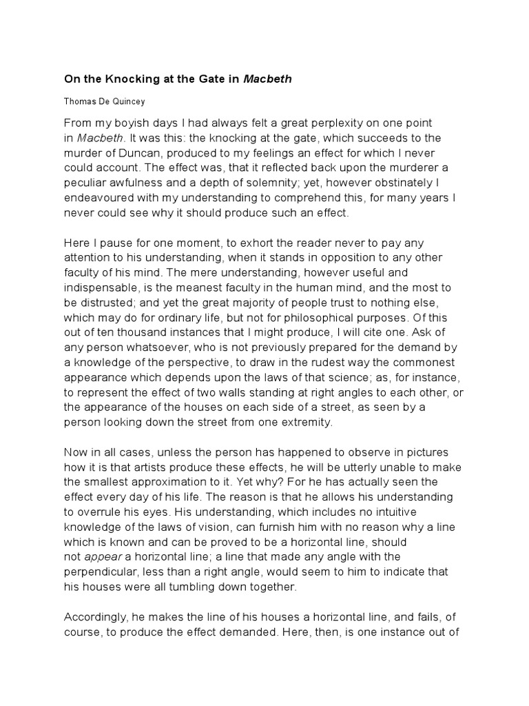 ENGLISH GG On The Knocking at The Gate Essay | PDF | Macbeth