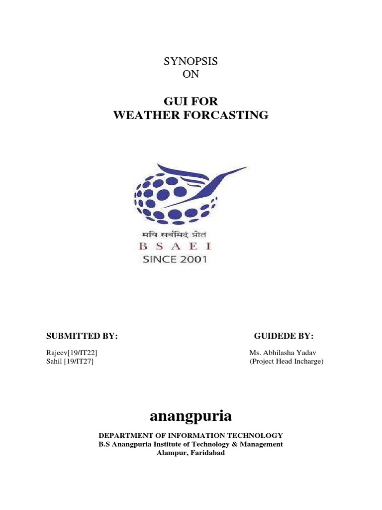 Weather Forcasting Synopsis | PDF | Json | Python (Programming Language)