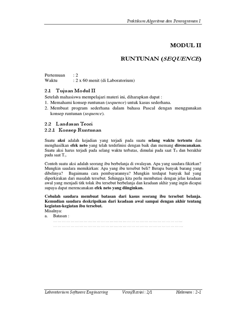 Modul 2 Alpro1 - Runtunan | PDF