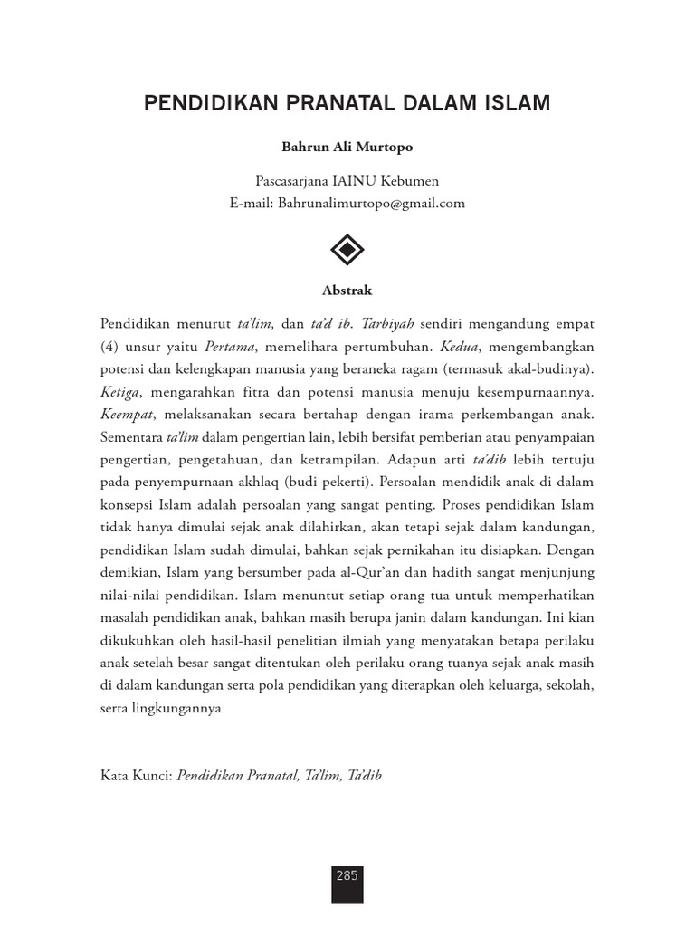 Adoc - Pub - Pendidikan Pranatal Dalam Islam | PDF
