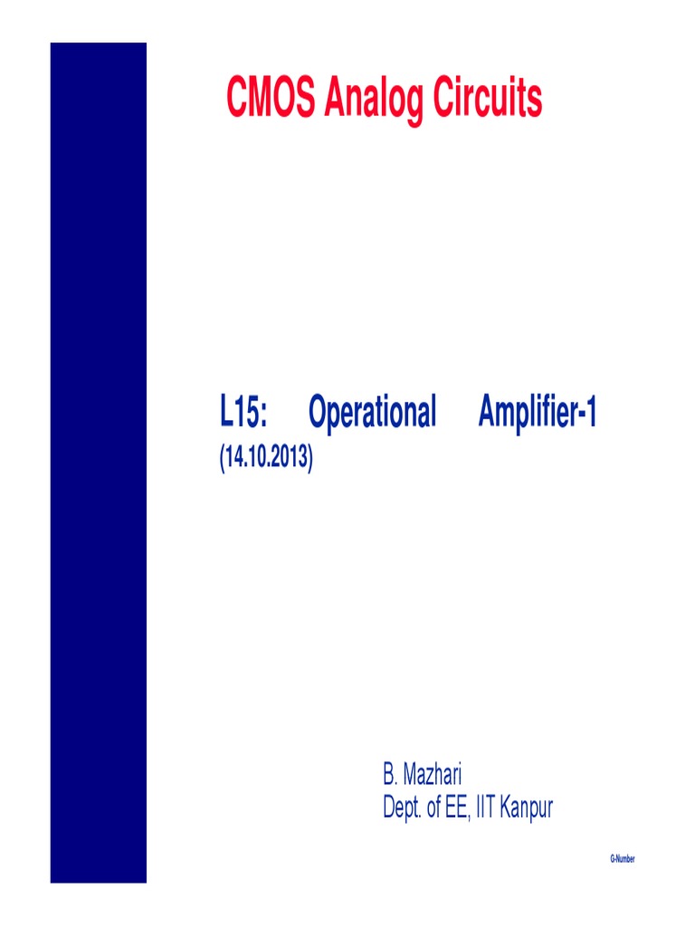CMOS Analog Circuits: L15: Operational Amplifier-1 | PDF | Amplifier | Feedback