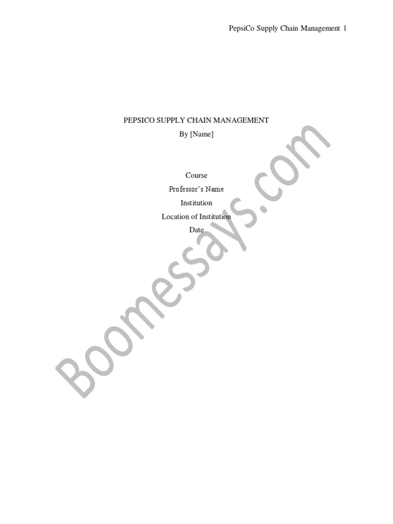 PepsiCo Supply Chain Strategy Insights | PDF | Outsourcing | Supply Chain