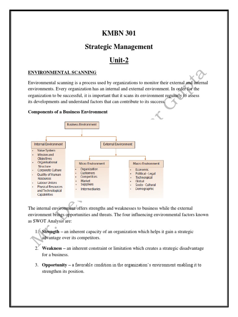 KMBN 301 Strategic Management Unit 2 | PDF | Competitive Advantage ...