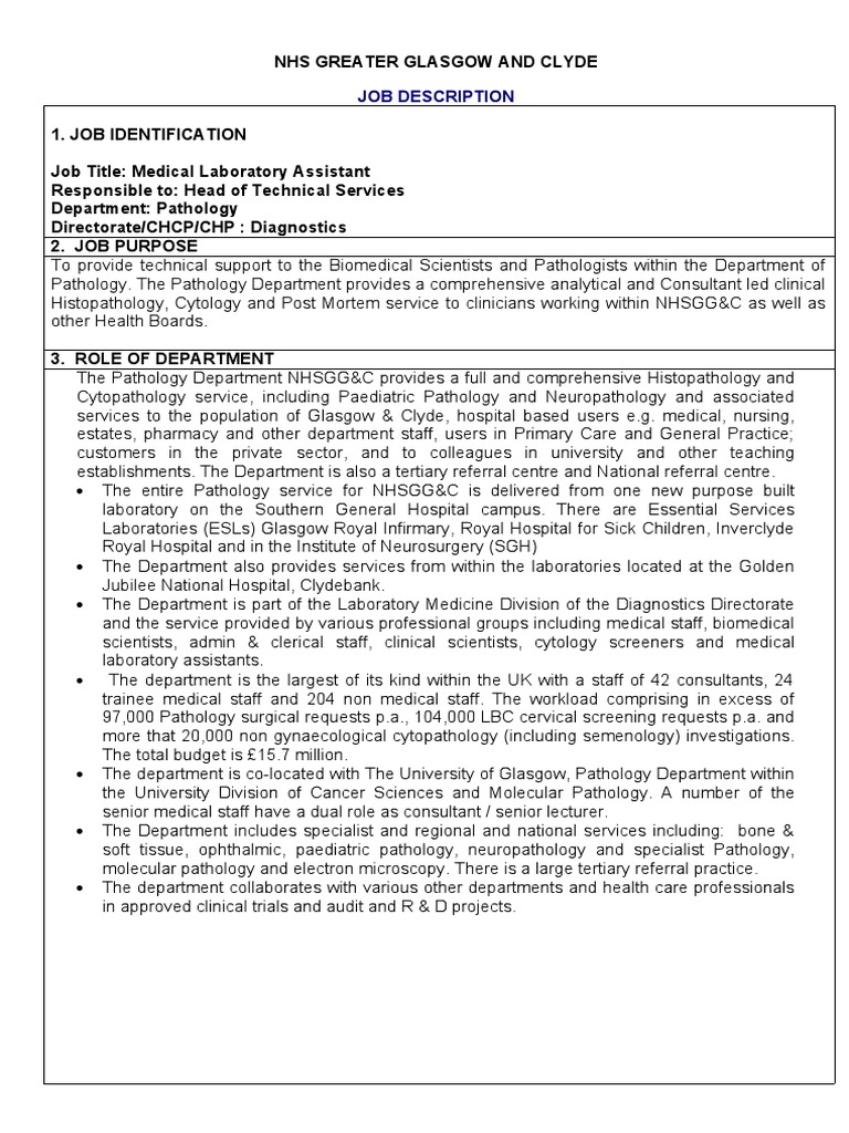 GGC 44536 Job Description | PDF | Pathology | Health Care