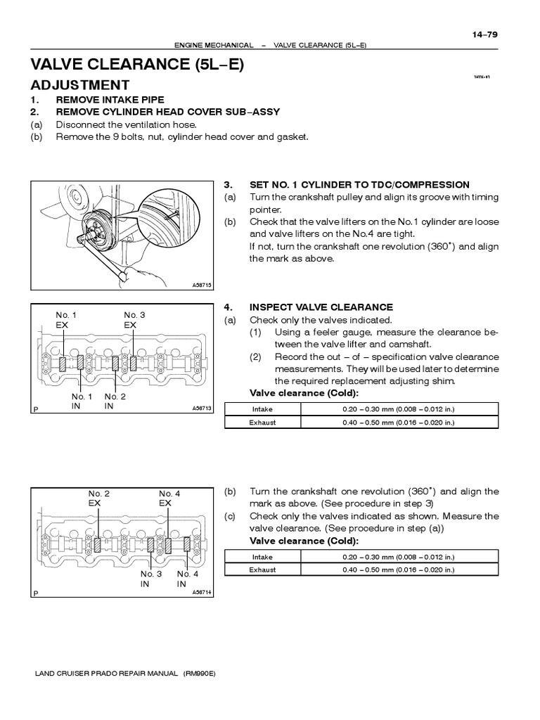 Toyota 5l Valve Clearance | PDF | Vehicles | Systems Engineering