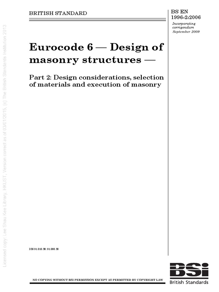 Eurocode 6 - Design of Masonry Structures | PDF | Concrete | Masonry