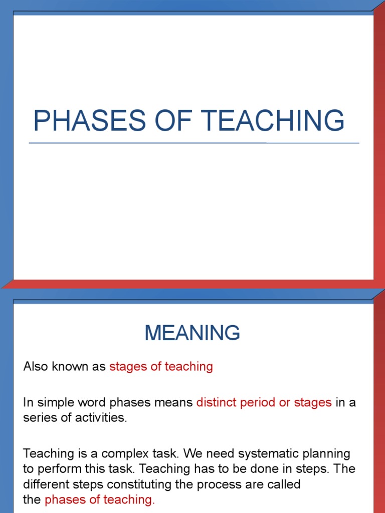 Phases of Teaching | PDF | Teachers | Classroom
