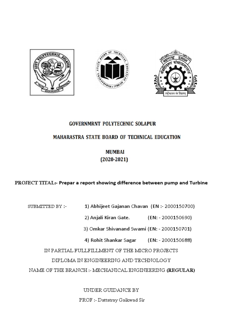 MEM - Project Pump and Turbine | PDF | Turbine | Pump