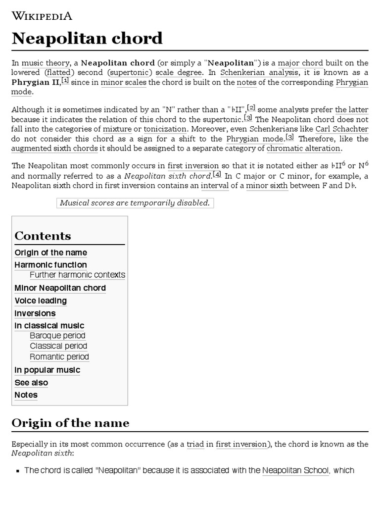 Neapolitan Chord - Wikipedia | PDF | Chord (Music) | Musical Compositions
