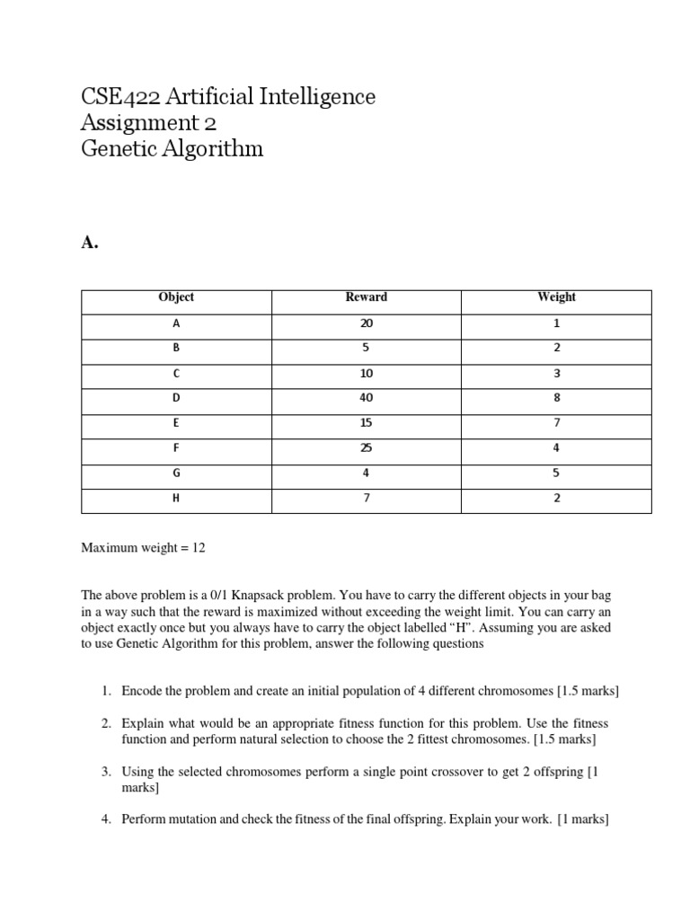 Assignment 02 Genetic Algorithm | PDF | Genetic Algorithm | Applied Mathematics