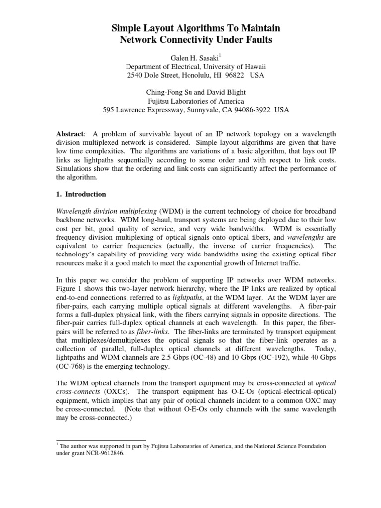 Simple Layout Algorithms To Maintain Network Connectivity Under Faults ...