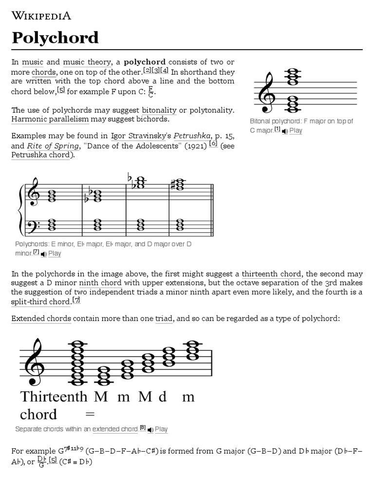 Polychord - Wikipedia | PDF | Modernism (Music) | Music Theory