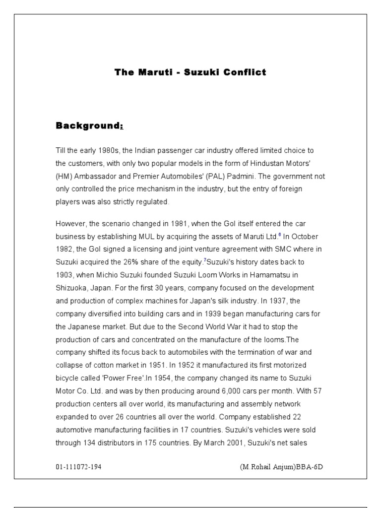 Maruti Suzuki Conflicts | PDF | Business
