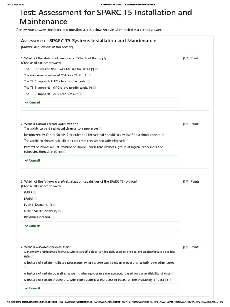 Assessment For SPARC T5 Installation and Maintenance-1 | PDF | Central Processing Unit ...