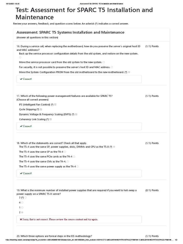 Assessment For SPARC T5 Installation and Maintenance-4 | PDF | Computer ...