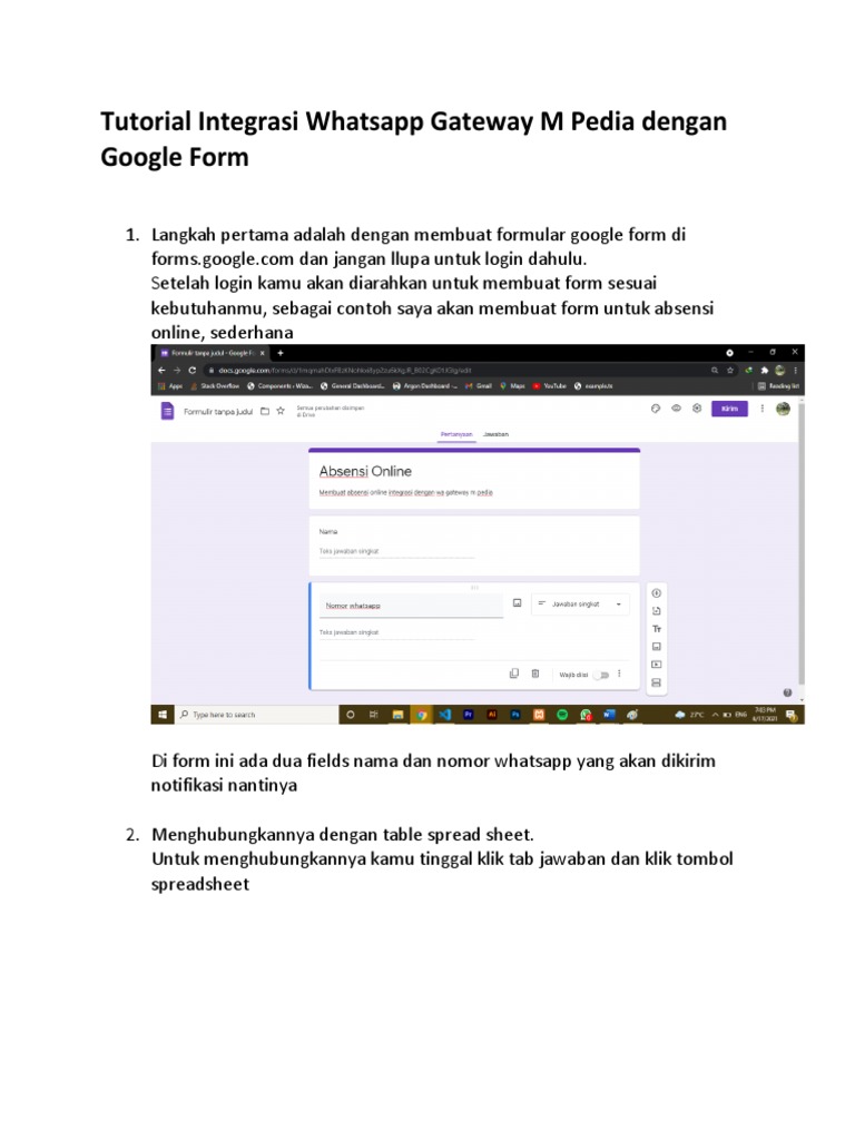 Tutorial Google Form, Integrasi | PDF