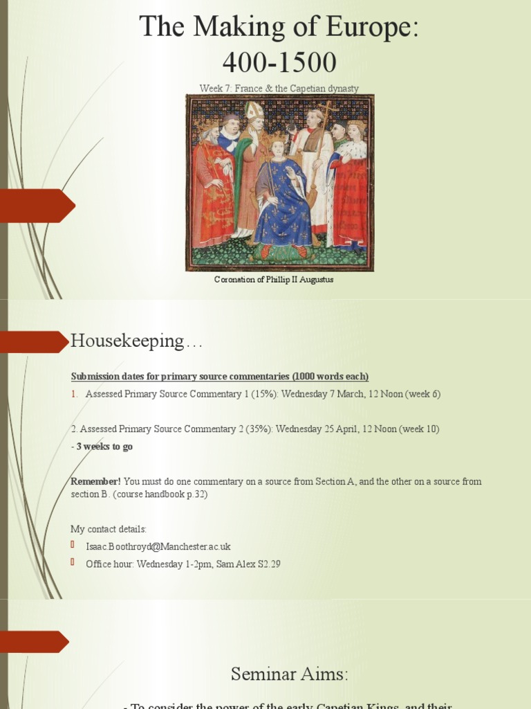 The Making of Europe: 400-1500: Week 7: France & The Capetian Dynasty | PDF