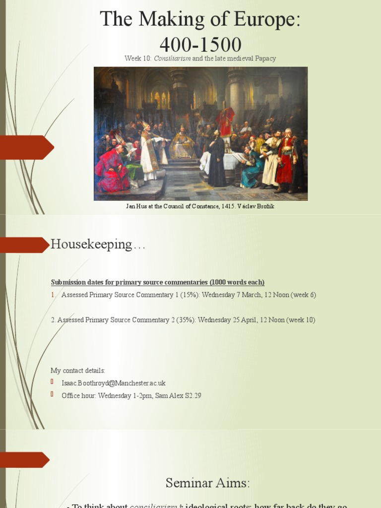 Week 10 Conciliarism & Late Medieval Papacy | PDF