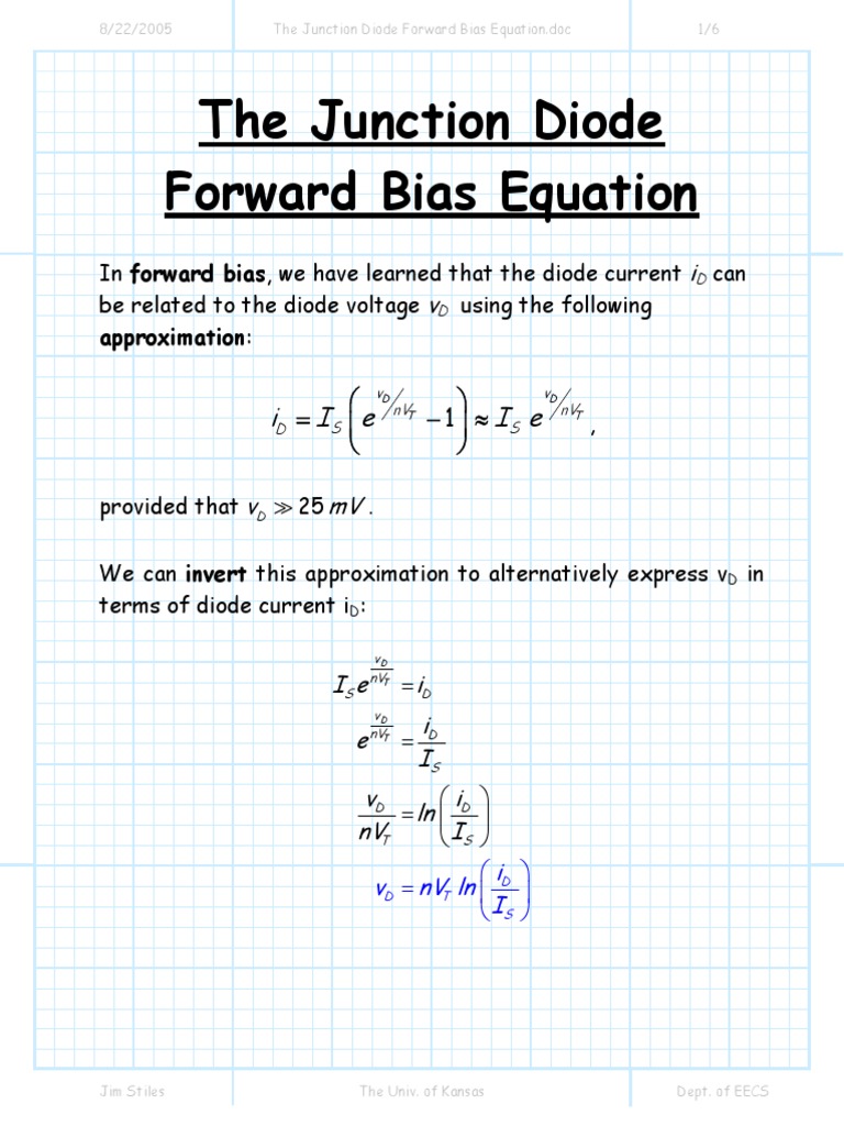 Notes The Junction Diode Forward Equation | PDF | Diode | Physical ...