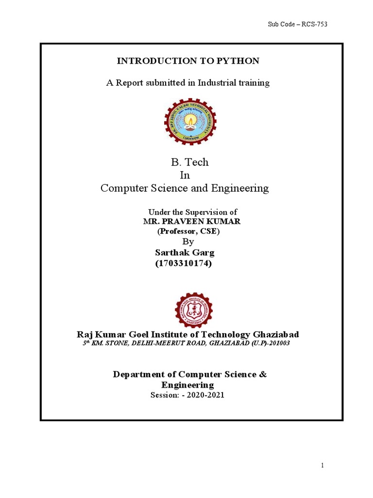 Introduction to Machine Learning: A Report on an Industrial Training in ...