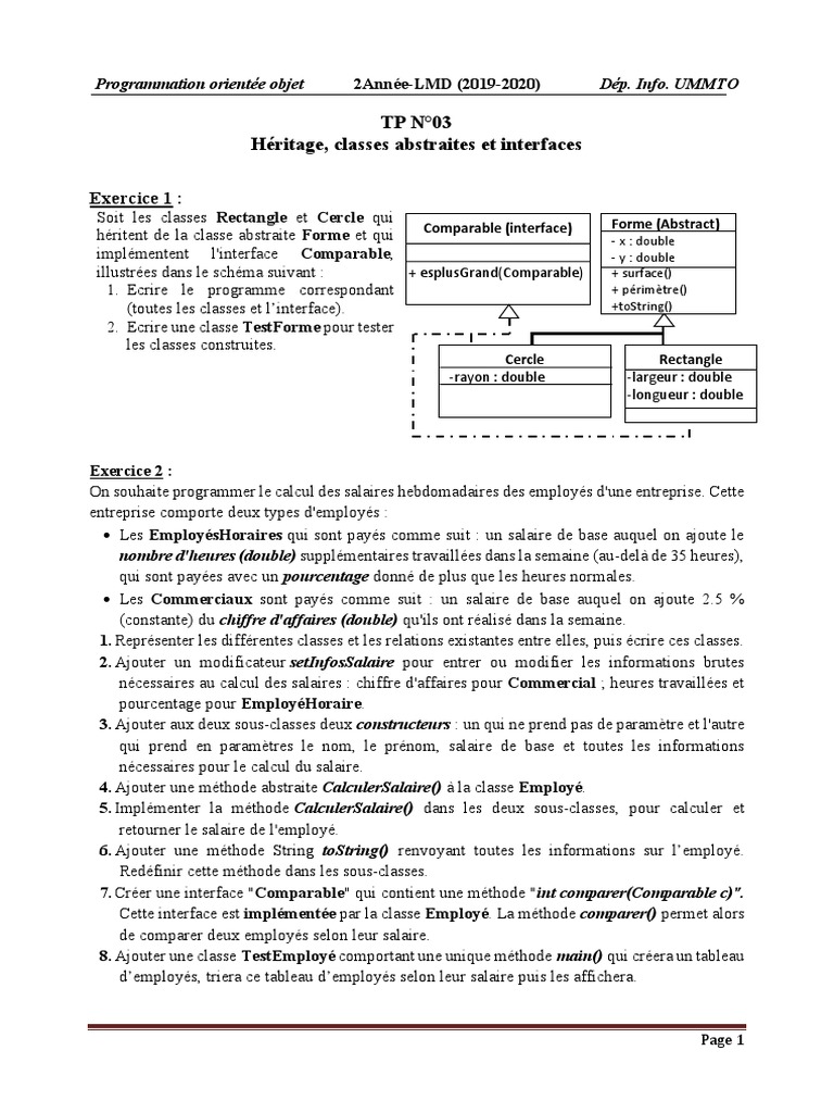 Poo TP 03 | PDF | Classe (informatique) | Interface (Informatique)