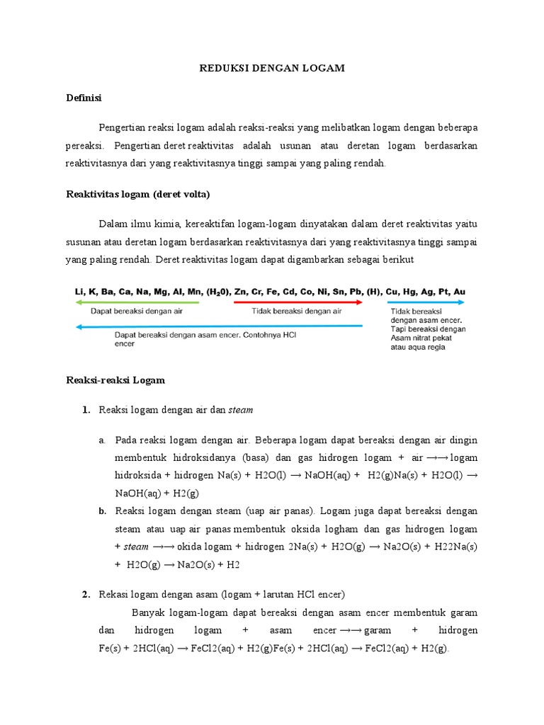 Reduksi Dengan Logam | PDF | Sains & Matematika