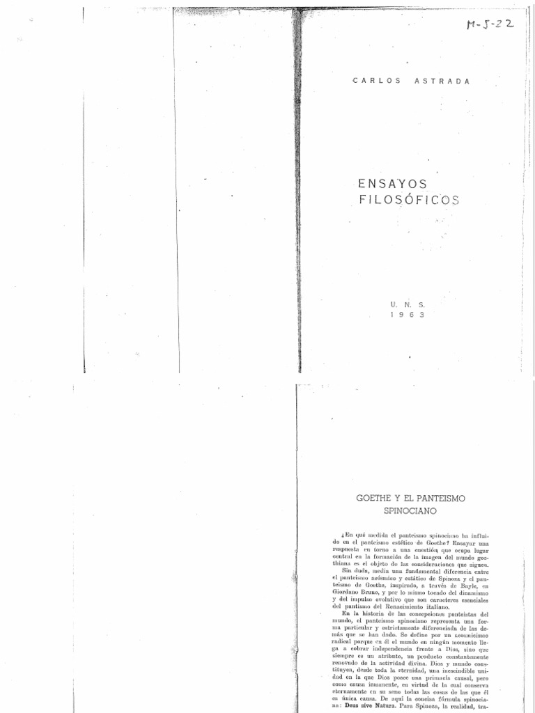 Carlos Astrada - Goethe y El Panteísmo Spinoziano (Spinociano ...