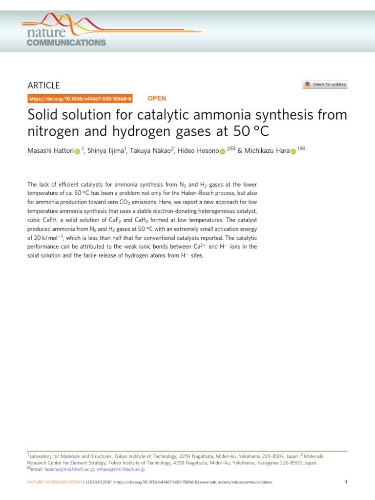 Solid Solution For Catalytic Ammonia Synthesis From | PDF | Catalysis ...