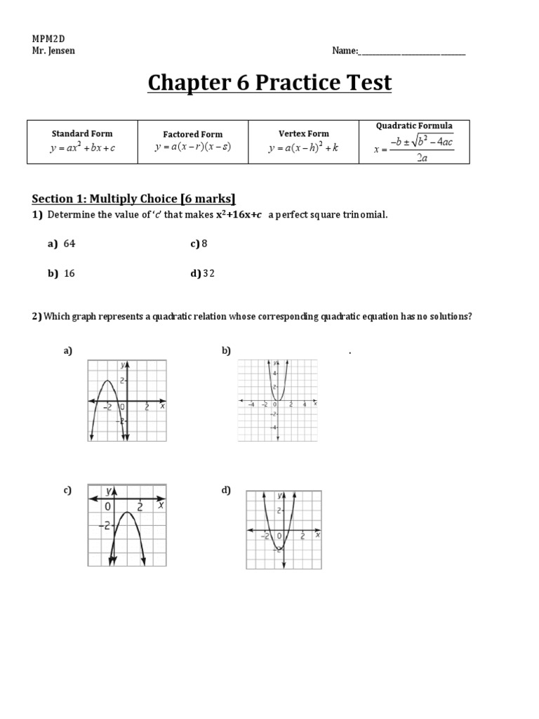 Chapter 6 Practice Test-2 | PDF | Quadratic Equation | Mathematical Objects