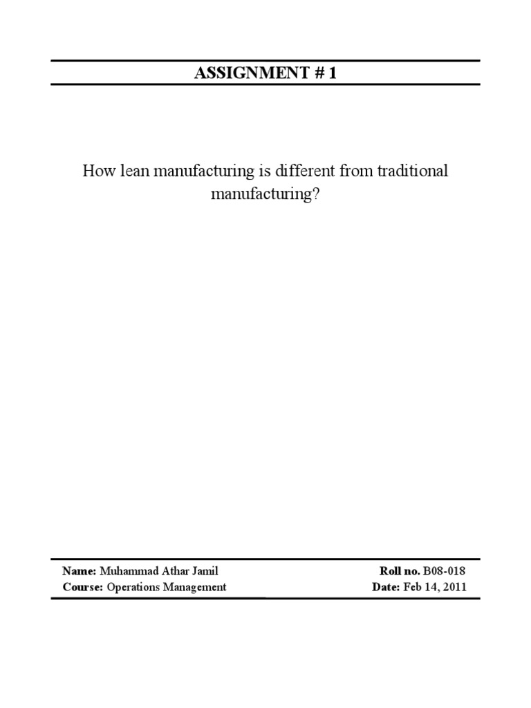 Lean Vs Traditional | PDF | Lean Manufacturing | Strategic Management