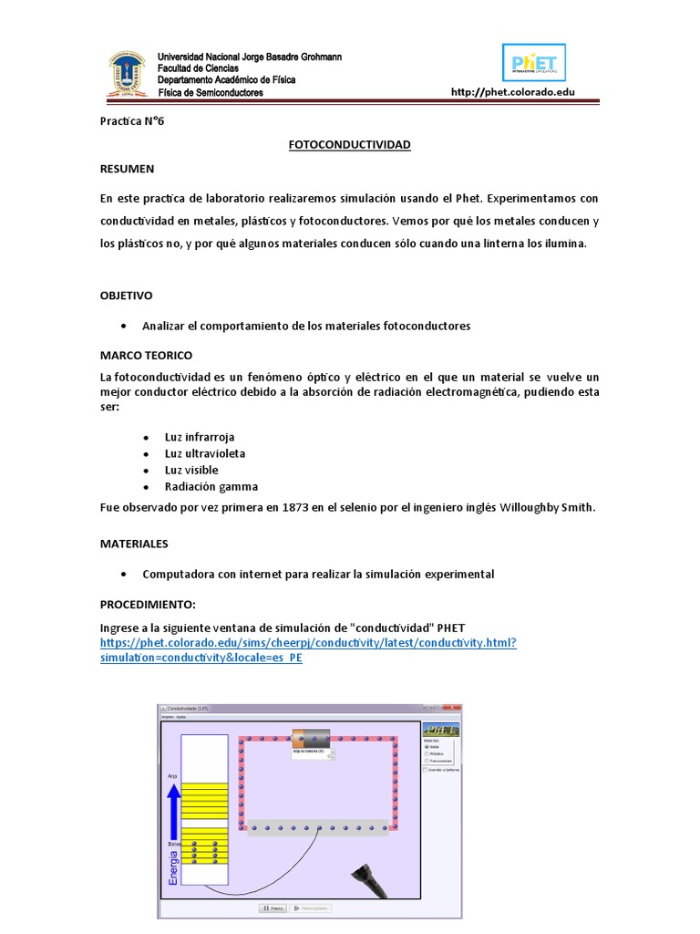 Lab - Fotoconductor Maria | PDF | Resistividad Eléctrica y ...