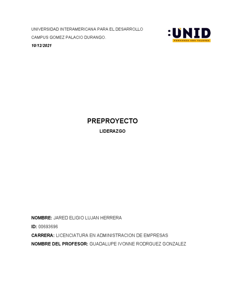 Unid Jared Preproyecto | PDF