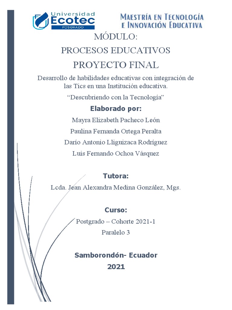 Proyecto Final Procesos | PDF | Aprendizaje | Tecnología de información y comunicaciones