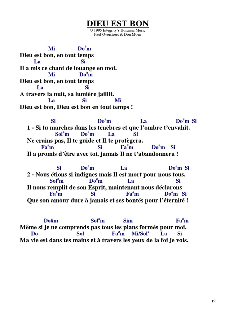 Dieu Est Bon | PDF