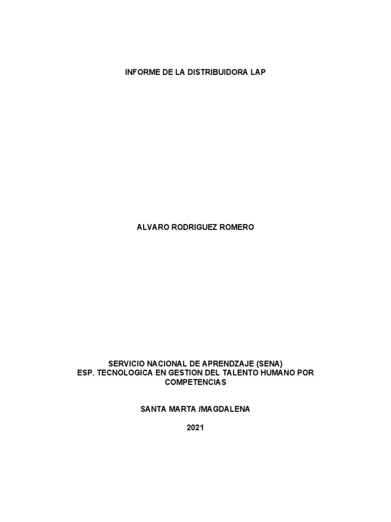 Informe Lap Alvaro Rodriguez | PDF | Gestión de recursos humanos | Calidad (comercial)