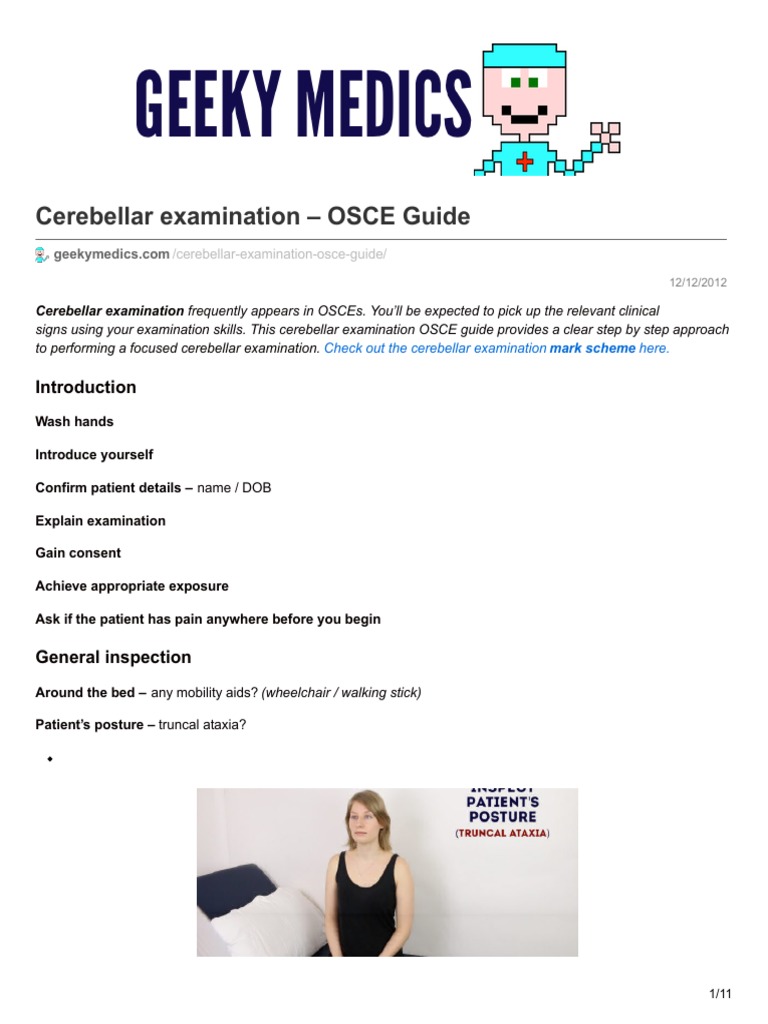 Cerebellar Examination OSCE Guide | PDF | Clinical Medicine | Nervous ...