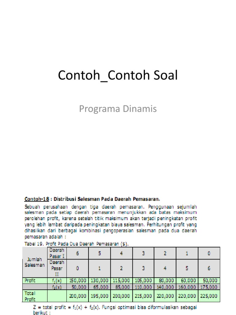 Contoh - Contoh Soal Program Dinamis | PDF